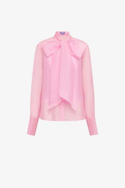LEO LIN Dressage Silk Organza Tie Blouse - Pink