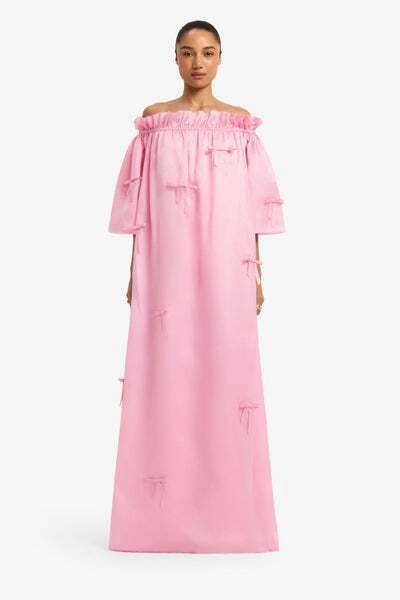 LEO LIN Liana Bow Off Shoulder Maxi Dress - Pink