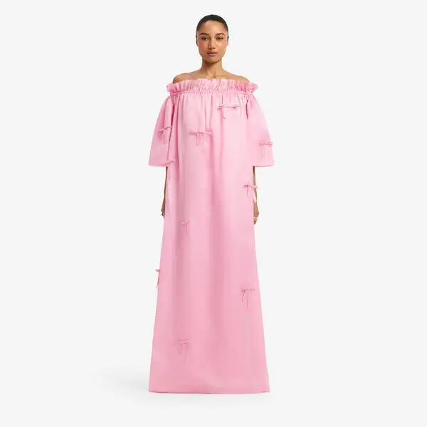 LEO LIN Liana Bow Off Shoulder Maxi Dress