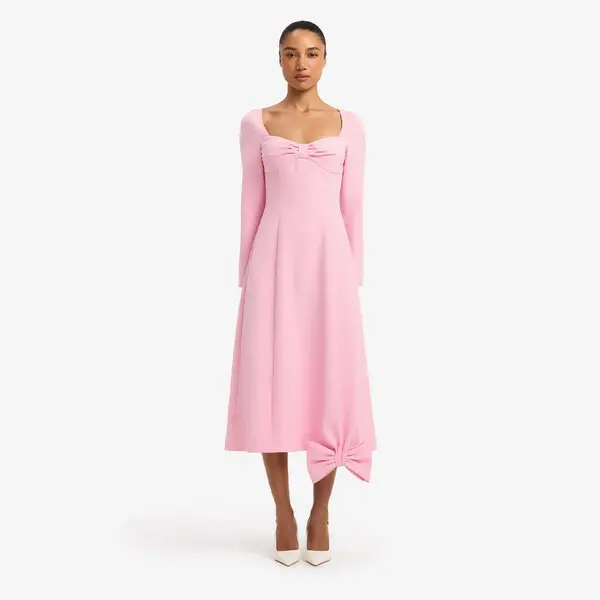 LEO LIN Erika Twist Bodice Bow Midi Dress
