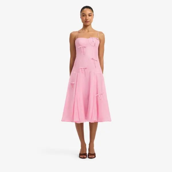 LEO LIN Teresa Bow Tiered Maxi Dress - Pink