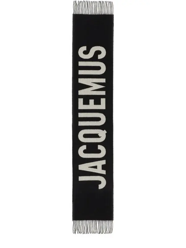 Jacquemus Sciarpa In Lana Con Frange E Logo