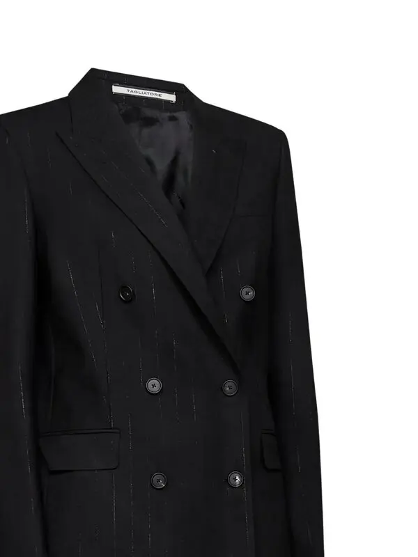 Tagliatore Jasmine Lamé-pinstriped Double-breasted Suit