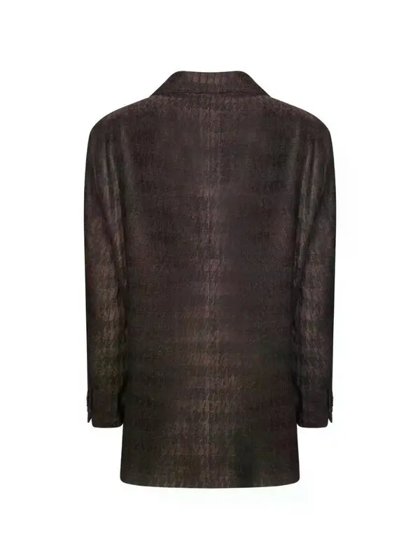 Emporio Armani Houndstooth-pattern Double-breasted Blazer - Brown