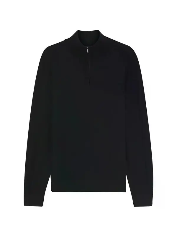 BOSS Zip-neck Sweater In Wool, Silk And Cashmere - Blue