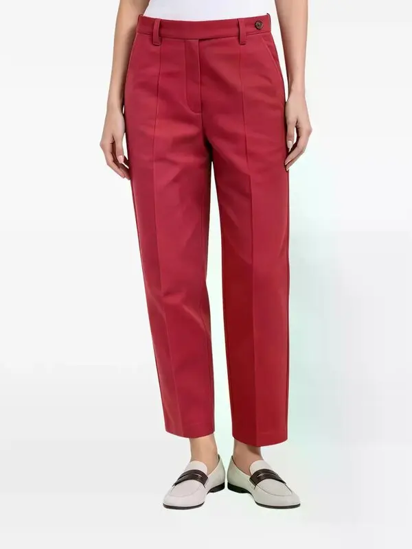 Brunello Cucinelli Pressed-crease Cropped Straight-leg Trousers - Red