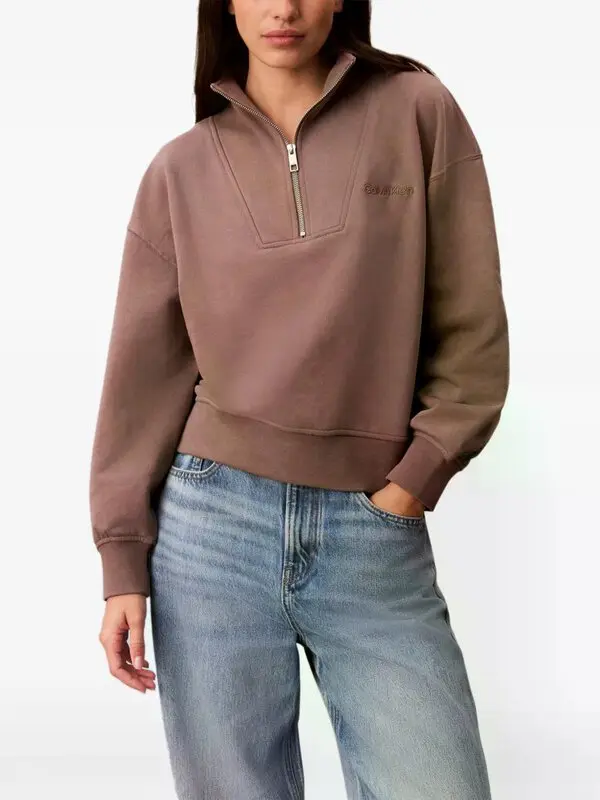 Calvin Klein Quarter-zip Logo-embroidered Sweatshirt