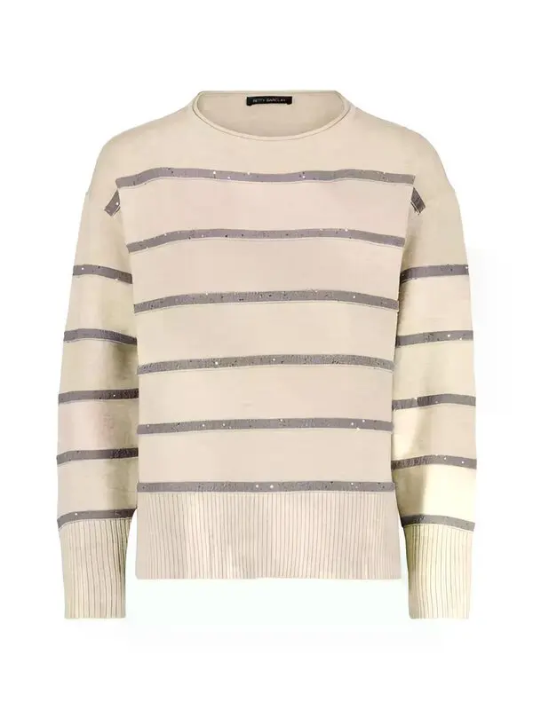 BETTY BARCLAY Sequin-embellished Striped Sweater - Neutrals