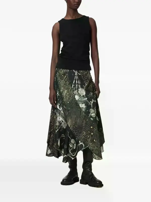 ALLSAINTS Arleen Animal-print Midi Skirt - Black