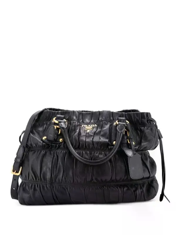 Prada Gaufre Convertible Nappa Leather Large Tote Bag - Black