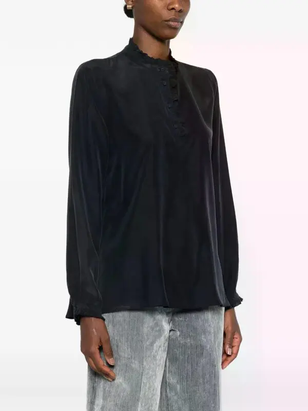 FORTE_FORTE Ruffled-trim Long-sleeve Blouse