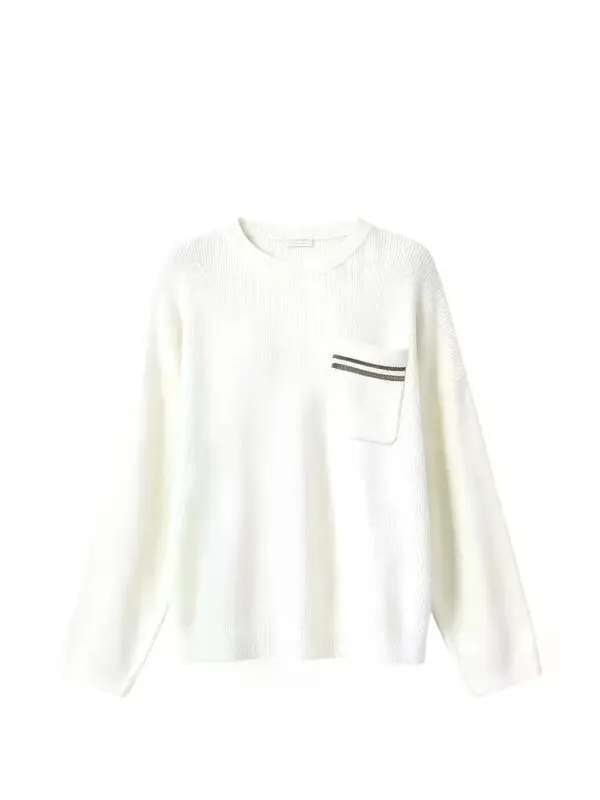 Brunello Cucinelli Ribbed-knit Chest-pocket Sweater