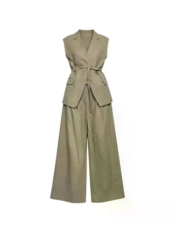 Brunello Cucinelli Tie-fastening Waistcoat And Palazzo Pants