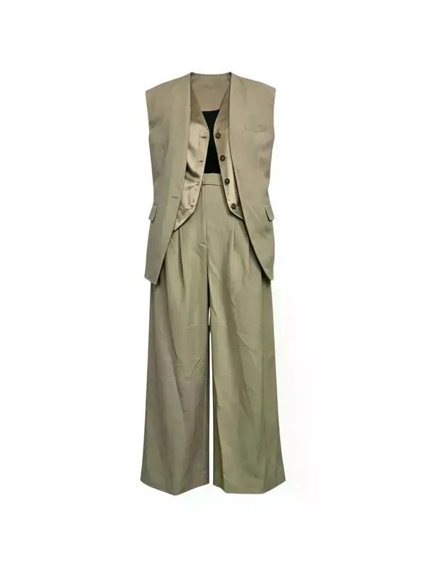Brunello Cucinelli Tie-fastening Waistcoat And Palazzo Pants