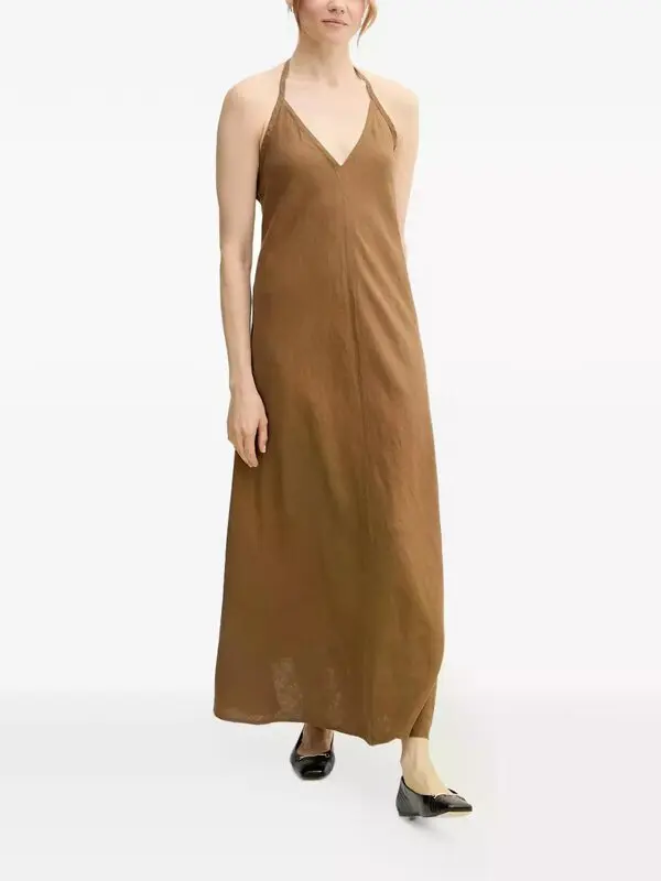 BENETTON Halterneck Backless Maxi Dress - Brown