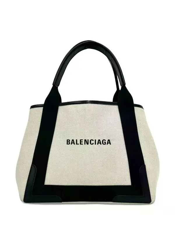 Balenciaga 2000-2026 Canvas Navy Cabas Xs Satchel - Brown
