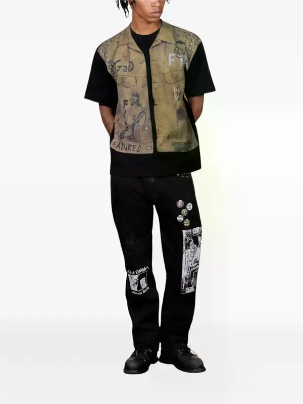 PLEASURES Vest-print Heavyweight T-shirt
