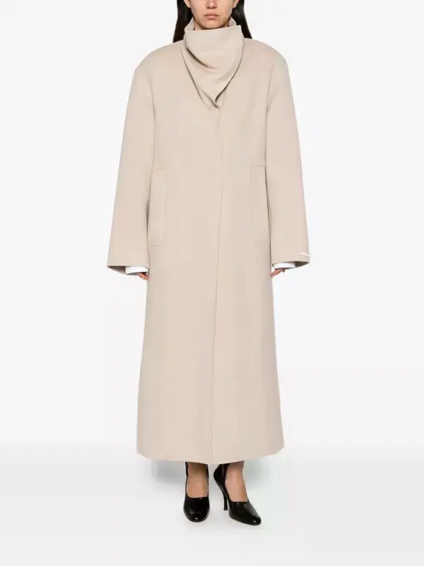 Sportmax Asymmetric Draped-collar Coat - Neutrals