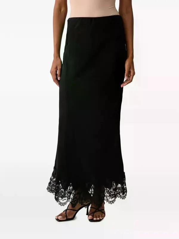 Bardot Elisan Lace-trim Satin-finish Maxi Skirt