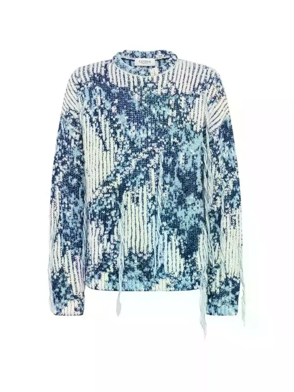 LANEUS Distressed Intarsia-knit Sweater