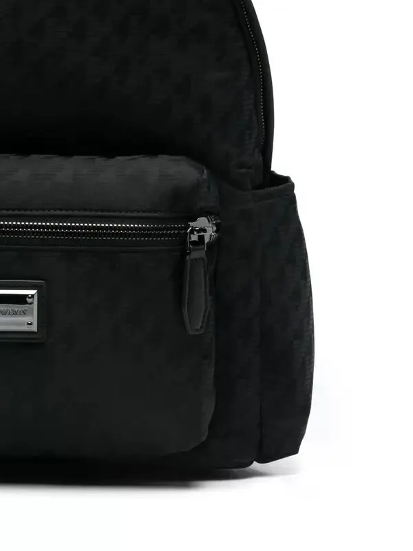 Emporio Armani Logo-jacquard Front-zip Backpack