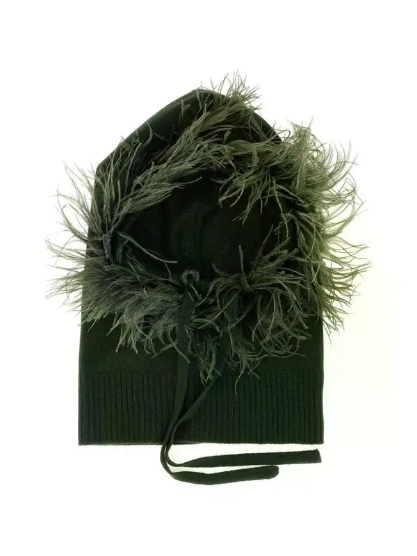 P.a.r.o.s.h Feather-trim Knitted Balaclava