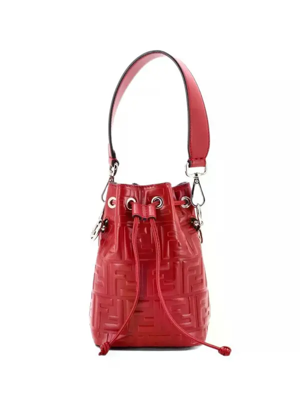 Fendi Mon Tresor Zucca Embossed Leather Mini Bucket Bag - Red