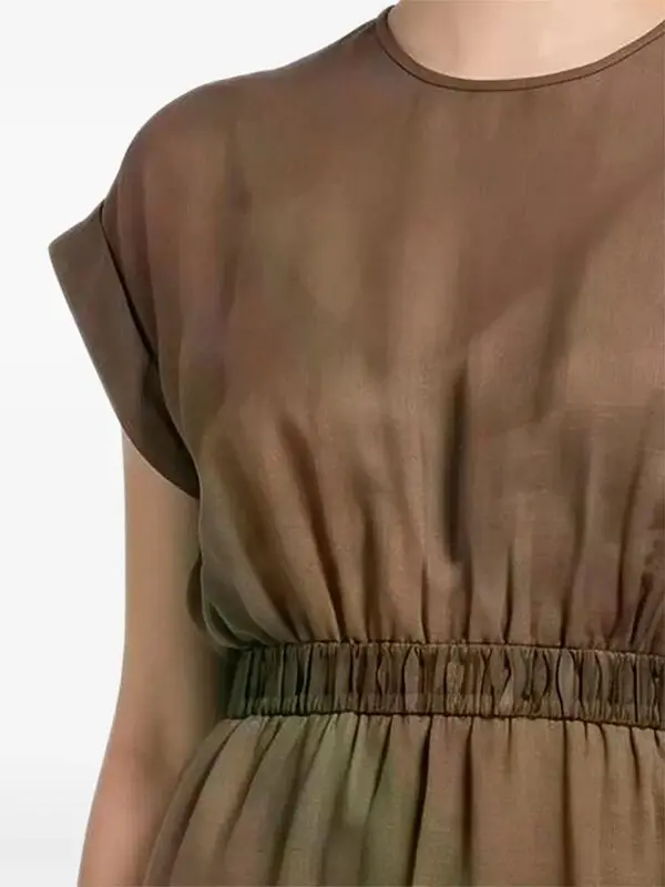 Brunello Cucinelli Elasticated-waistband Midi Dress - Brown