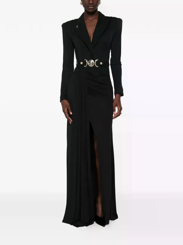 BABYLONE PARIS Belted Ruched Maxi Dress