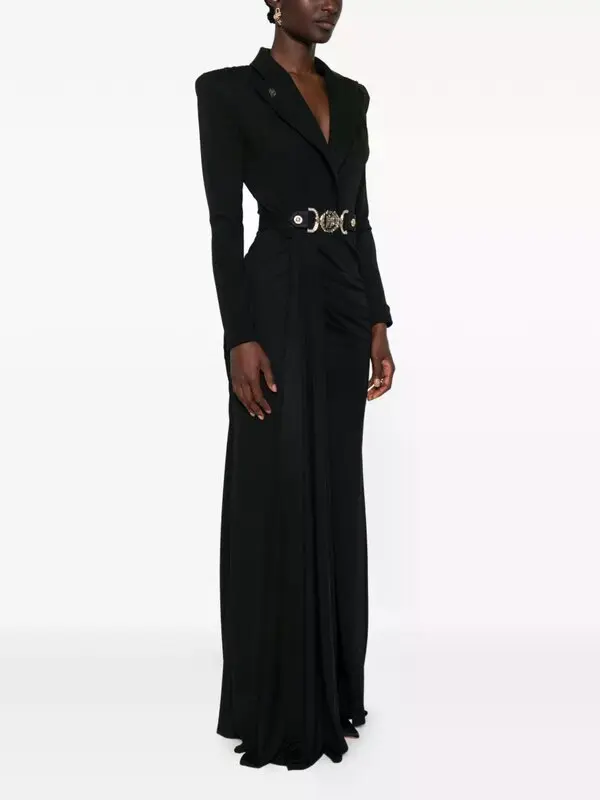 BABYLONE PARIS Belted Ruched Maxi Dress