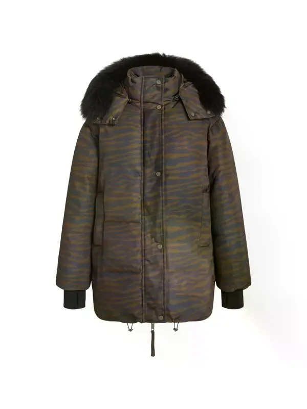 P.a.r.o.s.h Tiger-print Hooded Padded Parka Coat