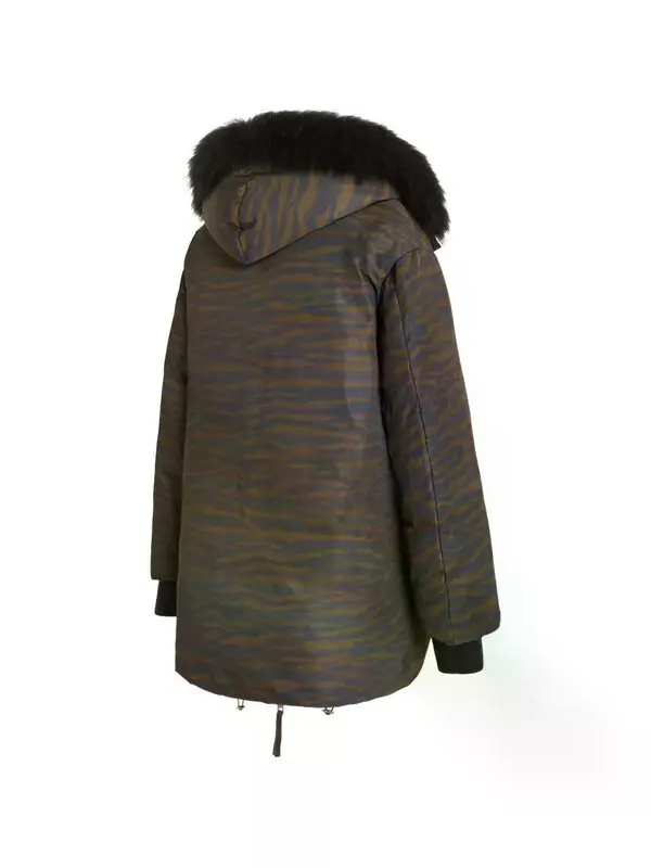 P.a.r.o.s.h Tiger-print Hooded Padded Parka Coat