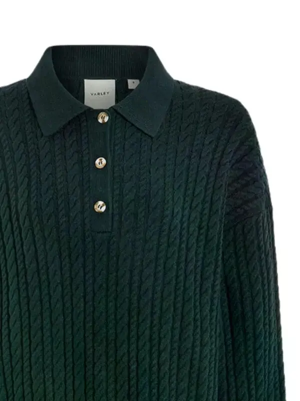 Varley Dottie Cable-knit Polo-collar Sweater