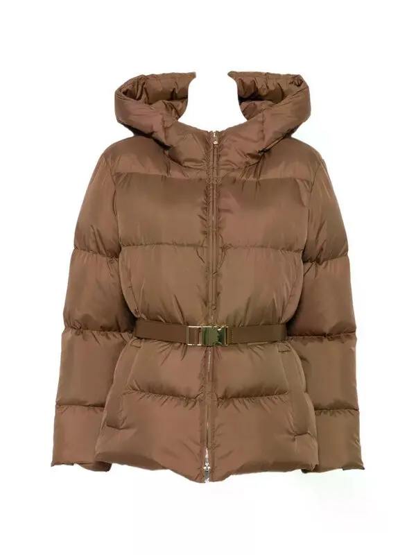 Max Mara Belted Hooded Quilted Jacket - Brown