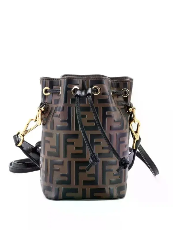 Fendi Mon Tresor Zucca Embossed Leather Mini Bucket Bag