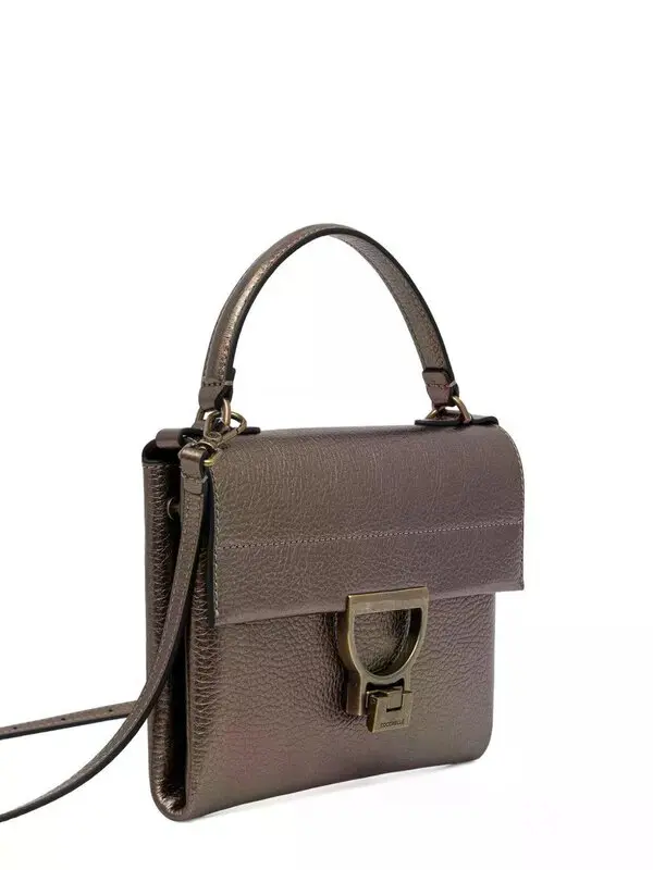 COCCINELLE Mini Arlettis Metallic-effect Leather Shoulder Bag - Brown