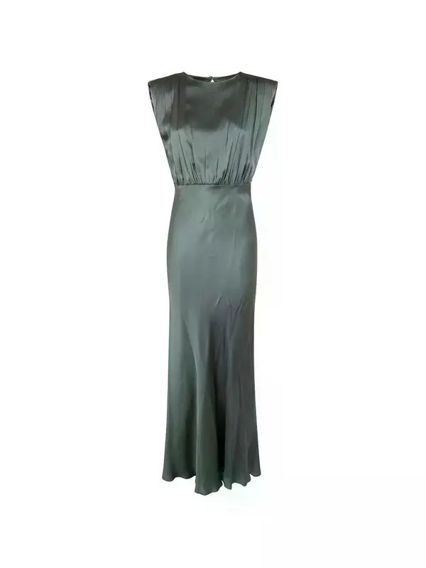 SEMICOUTURE Maxi Casilda Pleated-bodice Sleeveless Dress - Green