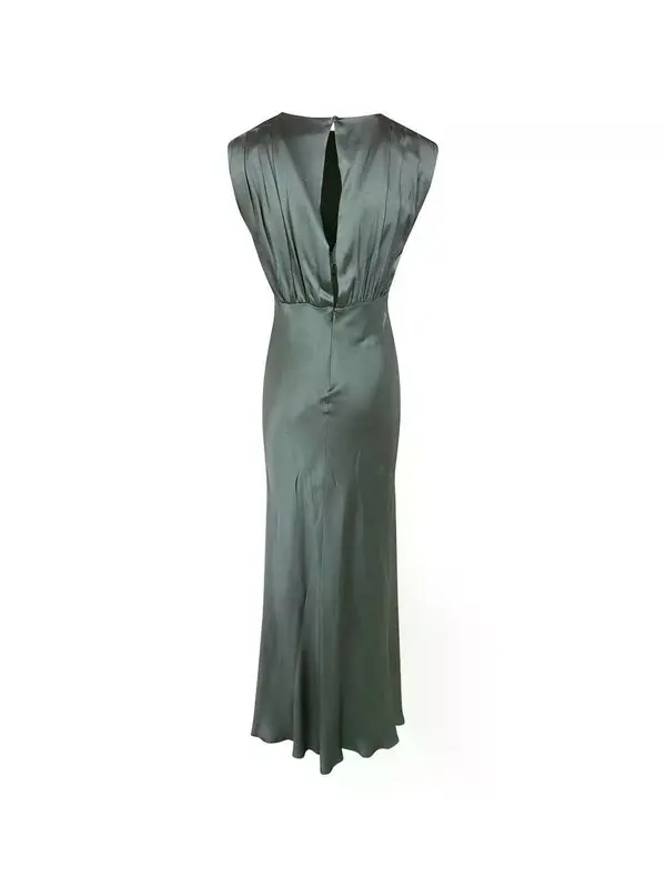 SEMICOUTURE Maxi Casilda Pleated-bodice Sleeveless Dress - Green