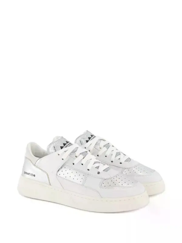 RUN OF Family Metallic-leather Sneakers - White