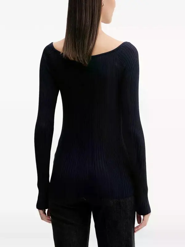BENETTON Ribbed-knit Off-shoulder Sweater