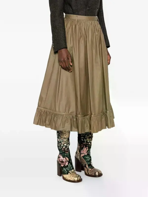 MAISON MARGIELA Ruffled-trim Flared Skirt - Green