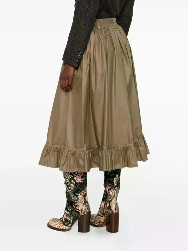 MAISON MARGIELA Ruffled-trim Flared Skirt - Green