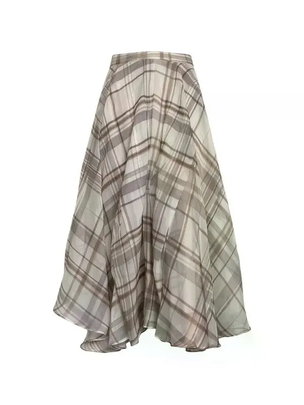 Brunello Cucinelli Check-pattern Flared Midi Skirt