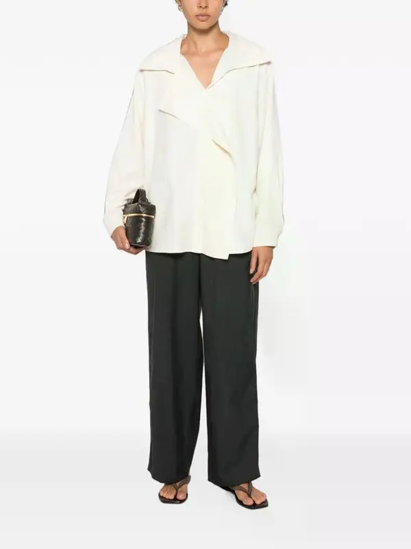 FRANCESCA MARCHISIO Coulisse Pinstriped Wide-leg Trousers