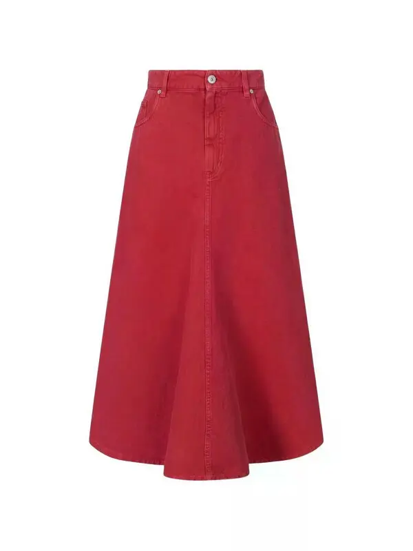 Brunello Cucinelli High-waisted Flared Midi Skirt - Red