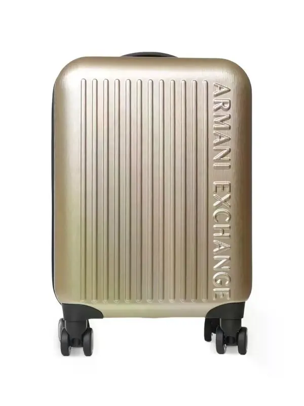 Armani Exchange Logo-embossed Ridged Suitcase - Gold