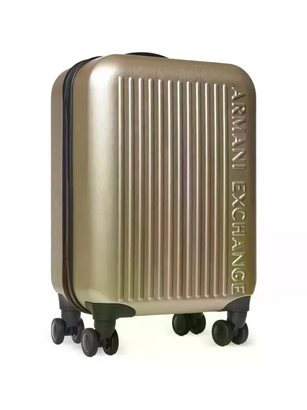 Armani Exchange Logo-embossed Ridged Suitcase - Gold
