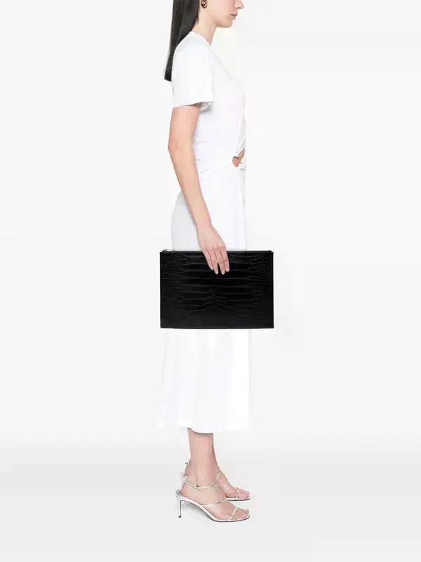 Saint Laurent 2016 Croc Embossed Leather Document Holder Clutch Bag