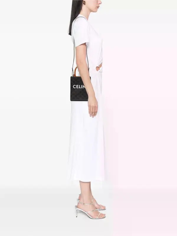 Celine 2022 Mini Triomphe Coated Canvas Vertical Cabas Satchel