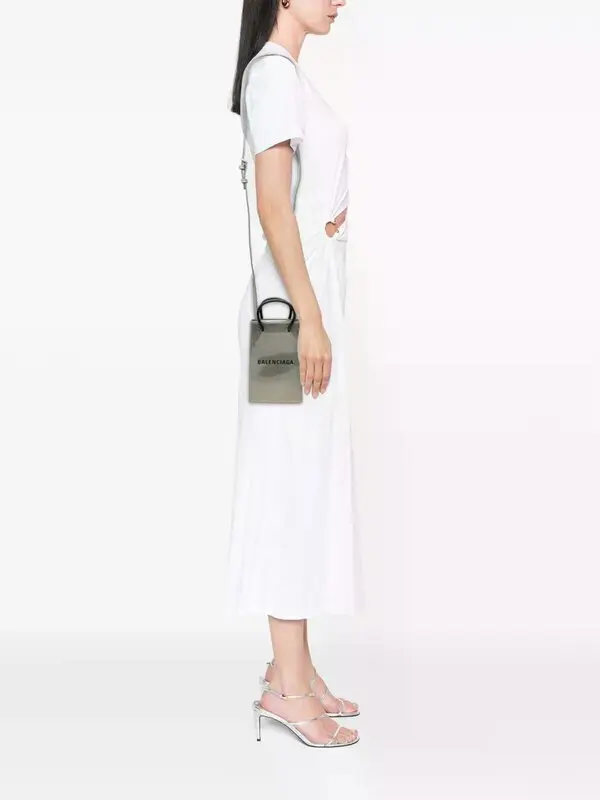 Balenciaga 2019 Mini Patent Logo Shopping Phone Holder Satchel